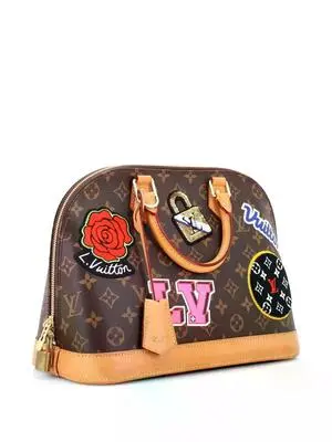LOUIS VUITTON Alma Handbag Limited Edition Patches Monogram Canvas Pm Satchel - Brown