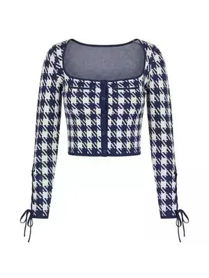 FLEUR DU MAL Houndstooth Cropped Cardigan - Blue