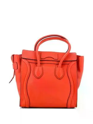 Celine Luggage Bag Grainy Leather Micro Tote Bag - Orange