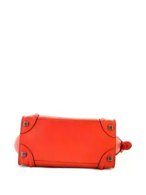 Celine Luggage Bag Grainy Leather Micro Tote Bag - Orange