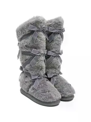 ROCKFISH X Susan Fang Bows Ribbon Boots - Grey