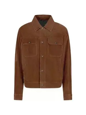 Emporio Armani Icon Pocket-details Suede Jacket - Brown