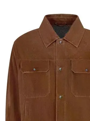 Emporio Armani Icon Pocket-details Suede Jacket