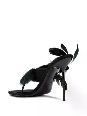 Paris Texas Lidia Feather Sandals - Black