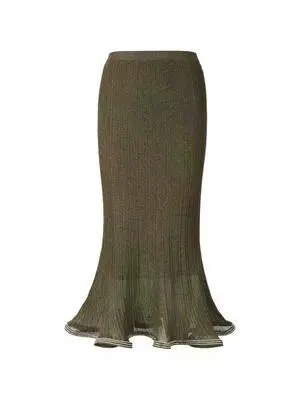 Simkhai Brighton Embellished Ribbed Midi Skirt - Green
