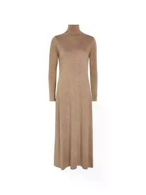 Vince Long-sleeve Halterneck Dress - Neutrals