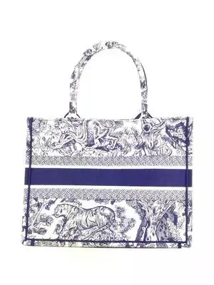 Dior Book Embroidered Canvas Medium Tote Bag - Blue