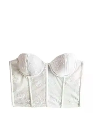 FLEUR DU MAL Bouquet Lace Bustier Top - White