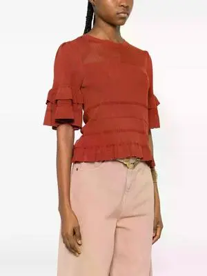 TWINSET Ruffled Knitted Top - Brown