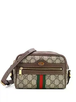 Gucci Ophidia Shoulder Bag Gg Coated Canvas Mini Crossbody Bag - Brown