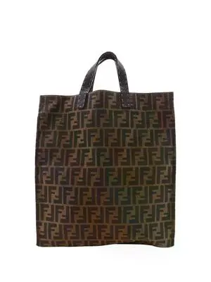 Fendi 2000-2010 Zucca Canvas Selleria Shopping Tote Bag - Brown