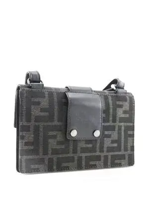 Fendi Zucca Canvas Convertible Baguette Pouch Crossbody Bag