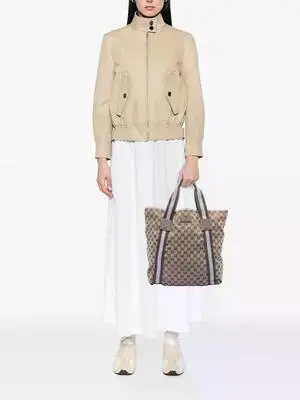 Gucci Gg Canvas Web Tote Bag - Brown