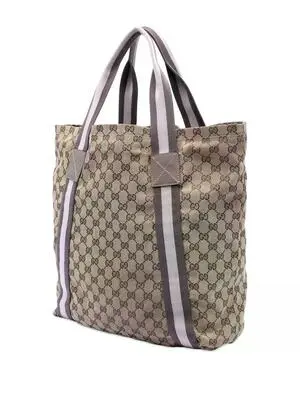 Gucci Gg Canvas Web Tote Bag - Brown