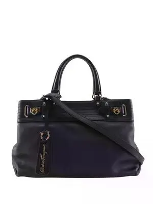 FERRAGAMO 2010-2026 Leather Gancini Satchel - Black