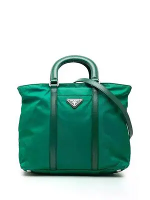 Prada 2013-2025 Tessuto Convertible Tote Satchel - Green