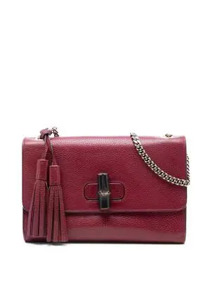 Gucci 2000-2015 Medium Leather Miss Bamboo Crossbody Bag - Red