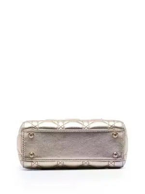 Dior 2018 Mini Lambskin Cannage Lady Satchel - Gold