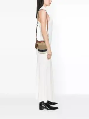 Burberry Mini Mega Check Ashby Tassel Bucket Bag - Brown