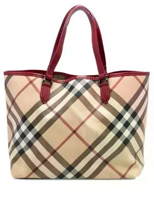Burberry 2000-2017 Supernova Check Coated Canvas Tote Bag - Brown
