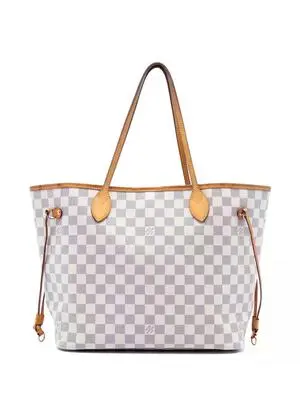 LOUIS VUITTON 2014 Damier Azur Neverfull Mm Tote Bag - White