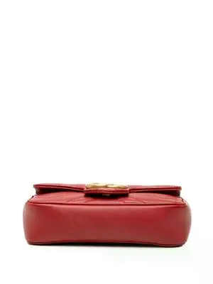 Gucci Mini Gg Marmont Matelasse Leather Flap Crossbody Bag - Red
