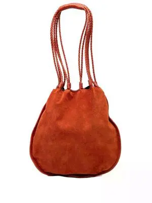 Saint Laurent 2000-2026 Suede Braided Hobo Bag - Orange