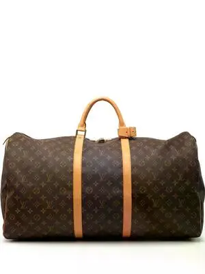 LOUIS VUITTON 2001 Monogram Keepall 60 Travel Bag - Brown