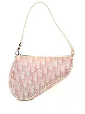 Dior 2003 Mini Diorissimo Coated Canvas Saddle Pochette Shoulder Bag - Pink