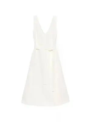 P.a.r.o.s.h V-neck Belted Midi Dress - White