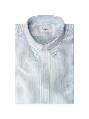 AMISH Striped Chest-pocket Shirt - Blue