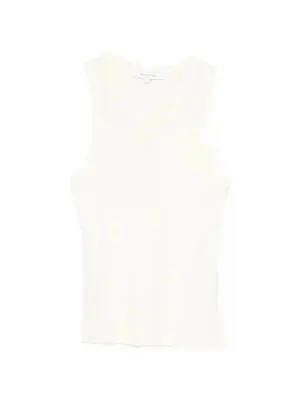 Maison Kitsuné Embroidered Ribbed Tank Top - White