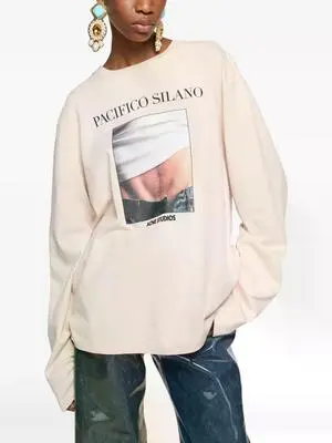 Acne Studios Logo-print Long-sleeve T-shirt - Neutrals