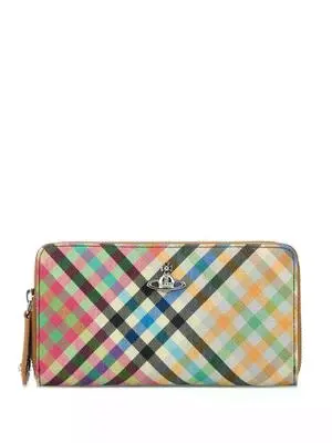 VIVIENNE WESTWOOD Classic Plaid Zip-around Wallet - Neutrals