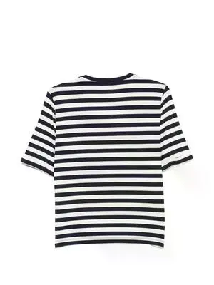 Liu Jo Striped Embellished V-neck T-shirt - Blue