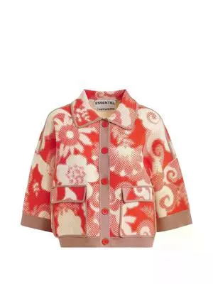 Essentiel Antwerp Joly Floral-detail Pocket Cardigan - Red