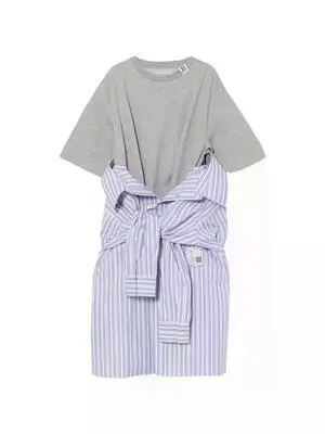 MOLLY GODDARD Striped Midi Dress - Grey