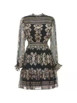 Hale Bob Jaycee Buttoned Patterned Mini Dress