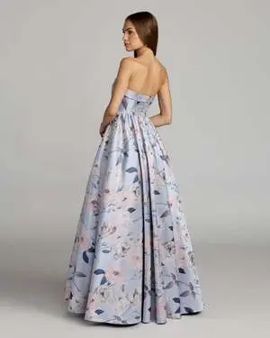 Mac Duggal Strapless Floral Brocade Gown