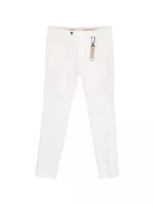 MANUEL RITZ Micro-texture Slim-fit Trousers - White