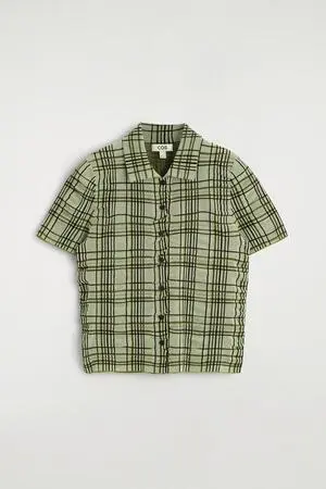 Cos Checked Cotton-jacquard Shirt - Green