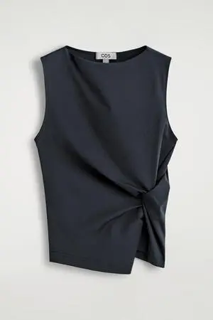 Cos Twist-detail Jersey Top - Navy