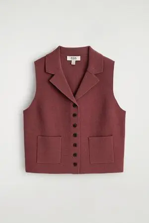 Cos Bouclé-knit Vest - Red