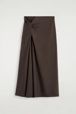 Cos Twist-detail Jersey Midi Skirt - Brown