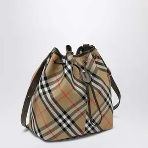 Burberry Medium Check Pattern Bucket Bag - Beige