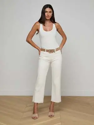 L'Agence Wanda Cropped Wide-leg Jean - Light Ecru