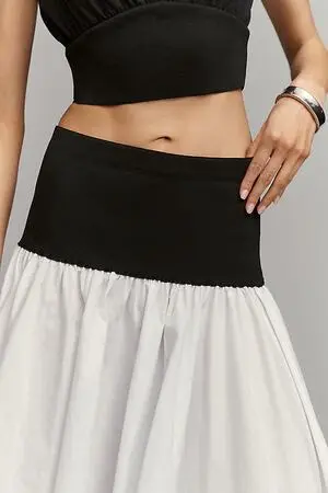 Anthropologie Cotton Twofer Drop-waist Midi Skirt