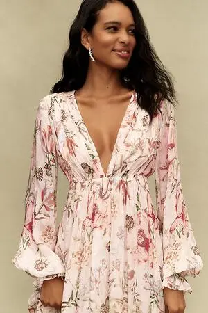 Hemant & Nandita High-low Plunge Maxi Dress