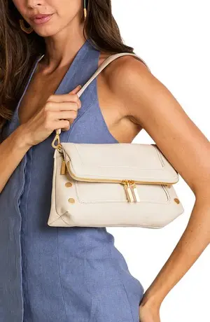 HAMMITT Medium Beverly Leather Shoulder Bag - Catamaran Cream/brushed Gold