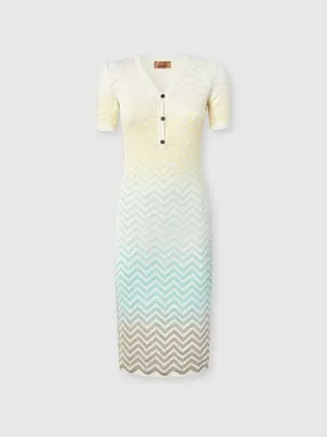 Missoni Midi Dress In Cotton And Viscose Chevron Dégrad - Multicoloured